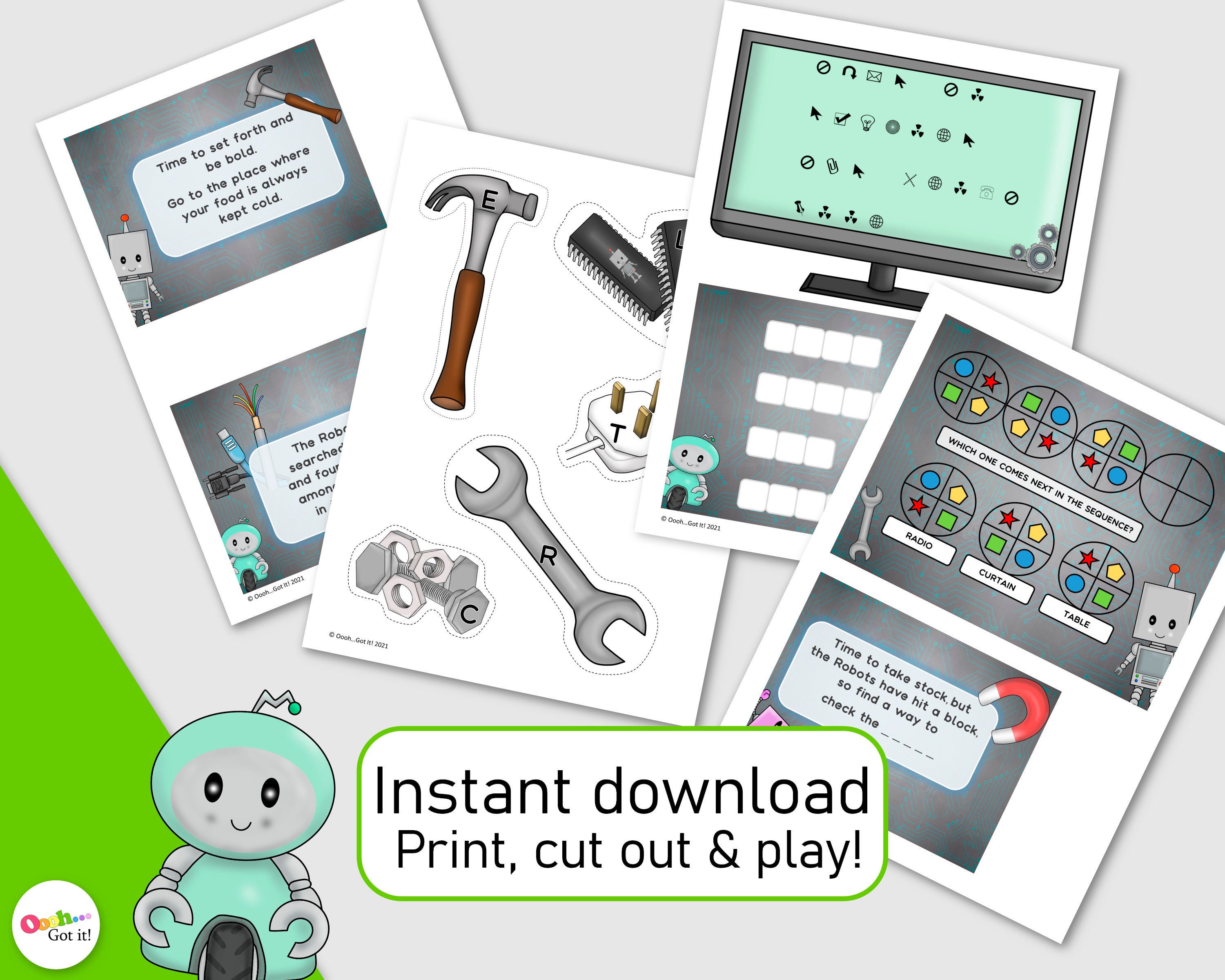 Robot Treasure Hunt, Indoor Printable Scavenger Hunt, Family Adventure ...