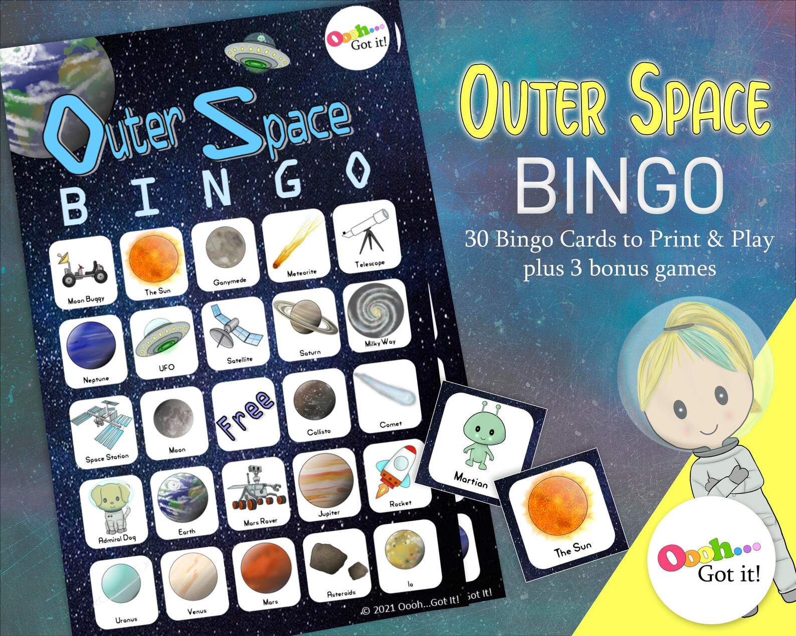 Space Bingo Cards a Printable Alien Party Game or Kids Solar - Etsy UK
