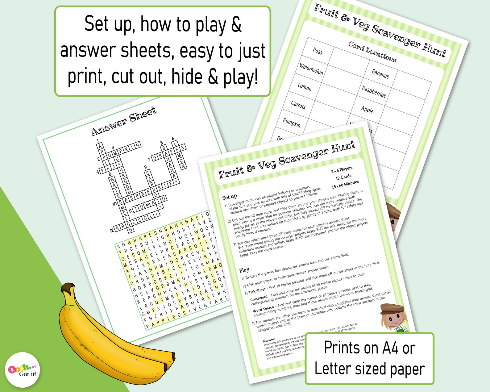 Fruit & Vegetable Picture Scavenger Hunt, a Fun Printable Healthy ...