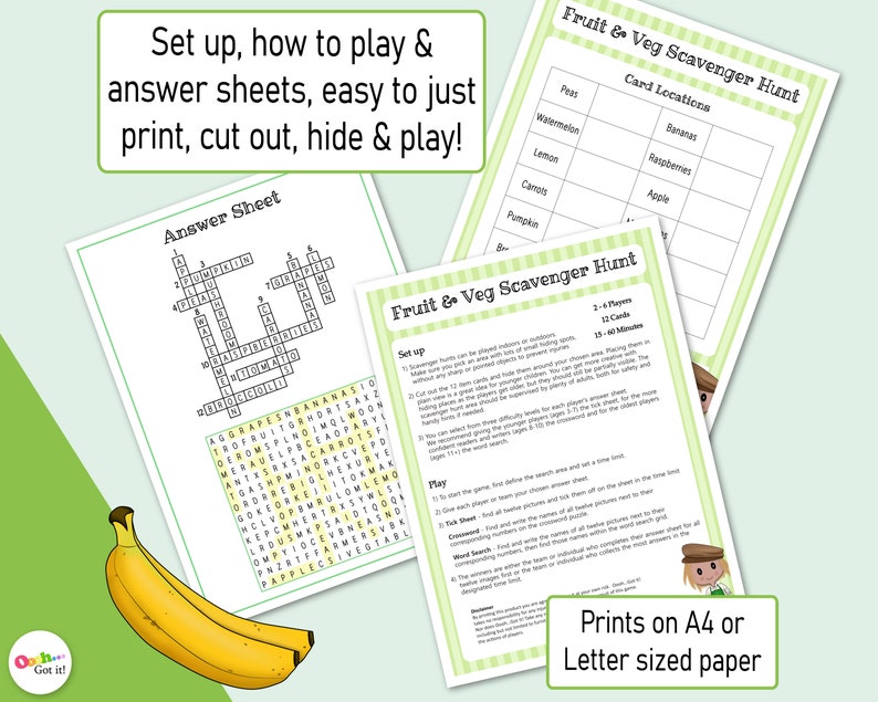 Fruit & Vegetable Picture Scavenger Hunt, a Fun Printable Healthy ...