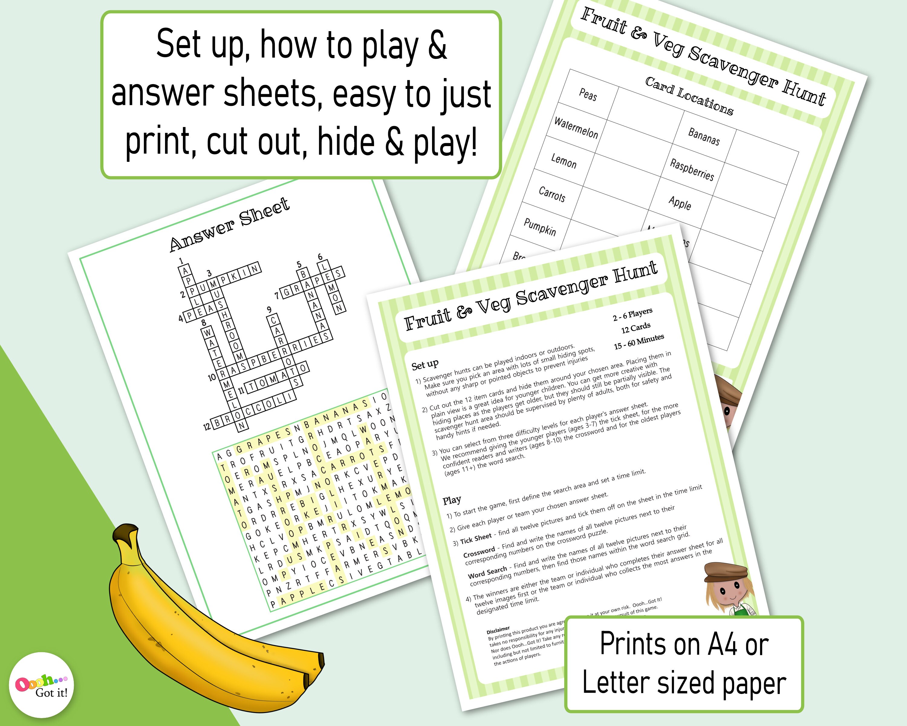 Fruit & Vegetable Picture Scavenger Hunt, a Fun Printable Healthy ...