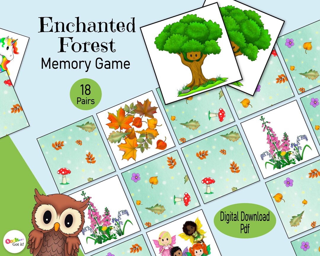 Enchanted Forest Memory Card Game - Printable Magical Woodland Picture ...