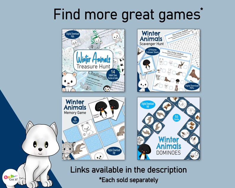 Winter Animals Bingo, a Printable Snowy Day, Frosty Kids Activity, for ...