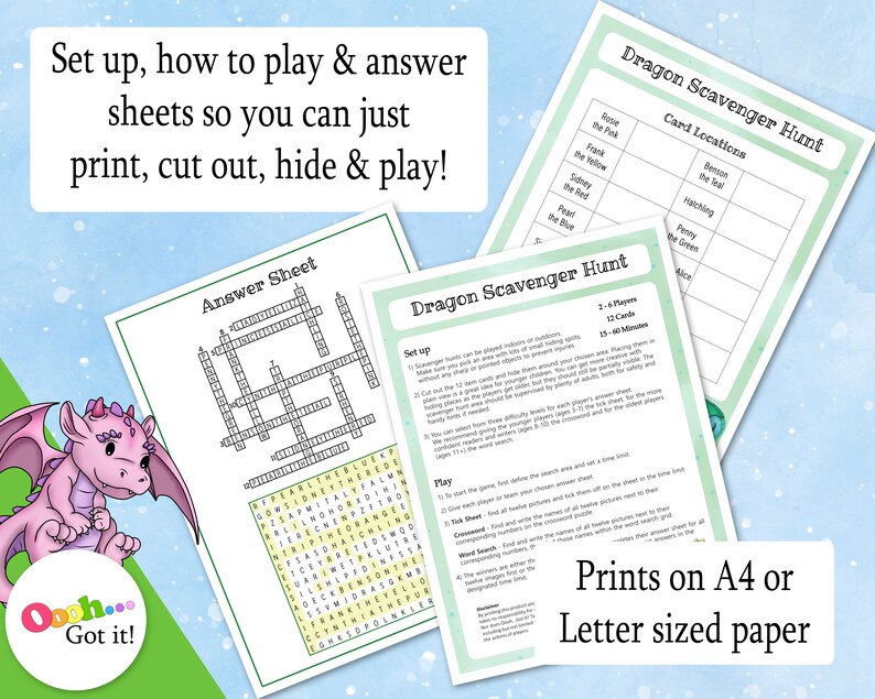 Dragon Picture Scavenger Hunt a Printable Picture Matching - Etsy