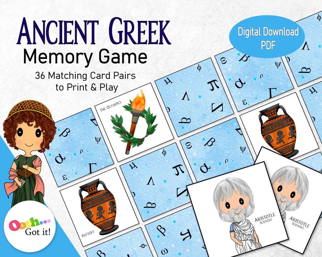 Ancient Greek Memory Game a Printable Greek History Card - Etsy UK