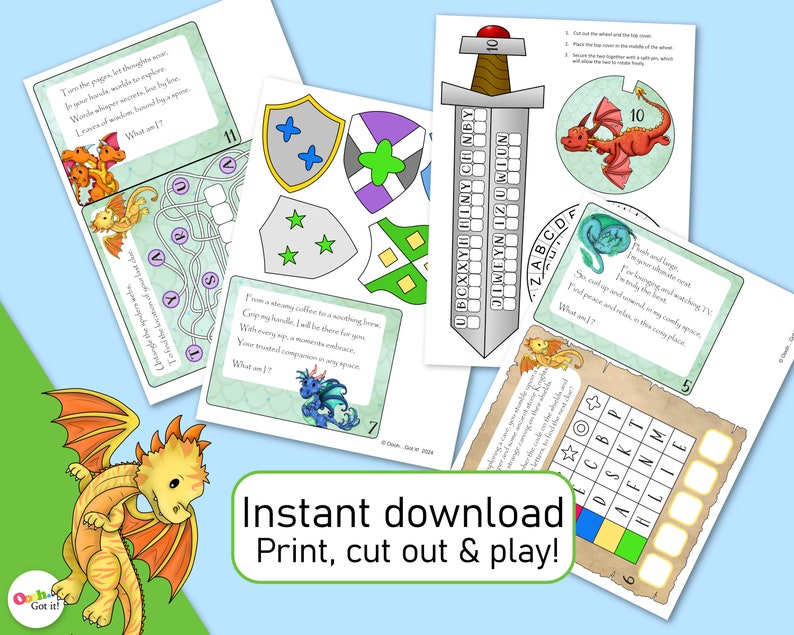 Dragon Treasure Hunt, an Indoor Printable Fantasy Medieval Knight ...