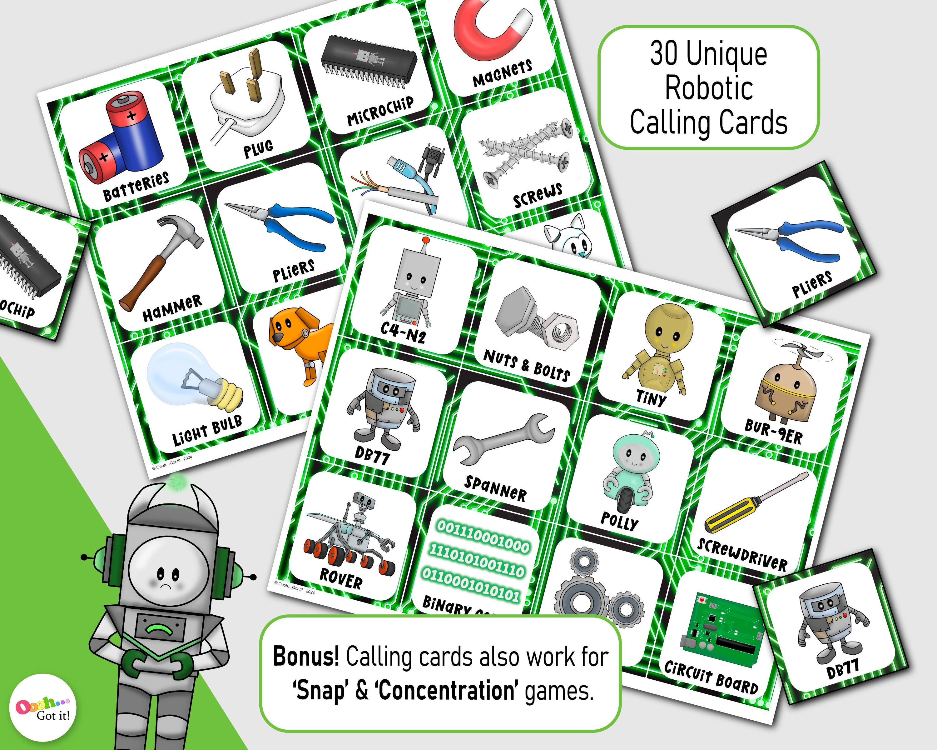 Robot Bingo Cards, a Printable Boys Birthday Party Game, a Instant ...