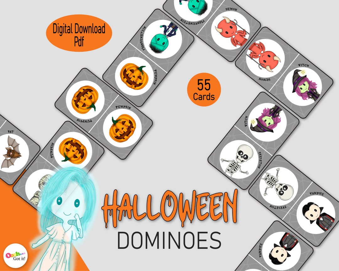 Halloween Dominoes, a Spooky Printable Matching Game Domino Game for ...