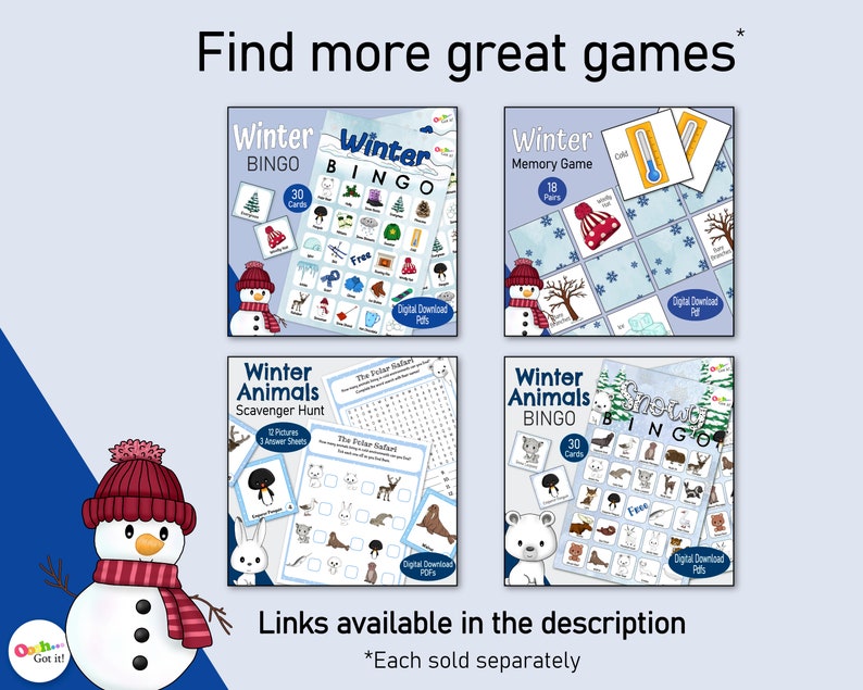 Winter Wonderland Scavenger Hunt, a Printable Picture Matching Family ...