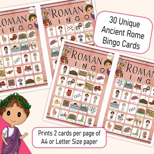 Ancient Rome Bingo, a Printable Roman Party Game, for a Roman Empire ...