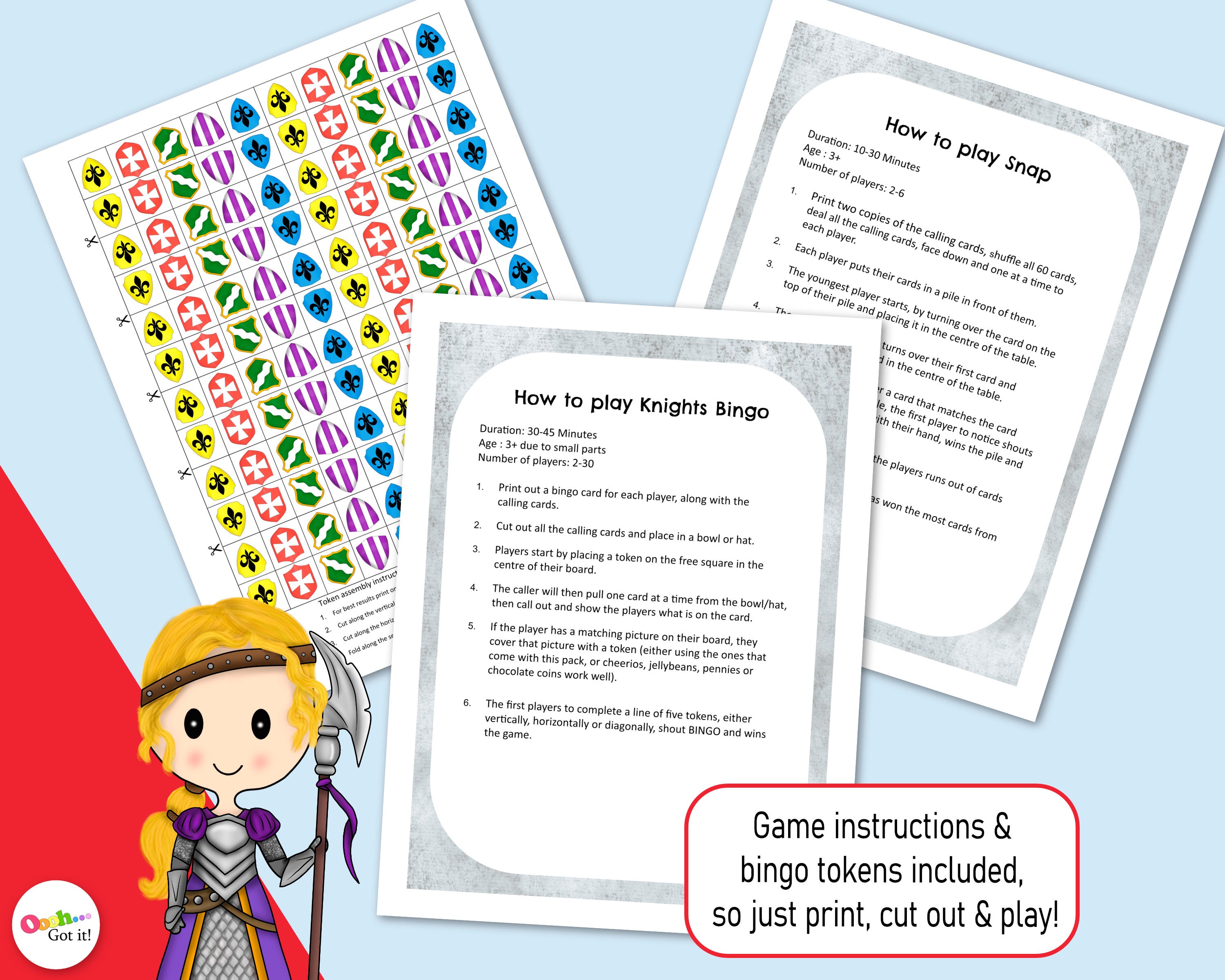 King Arthur Bingo, Medieval Knight Bingo Cards, a Printable Fantasy ...