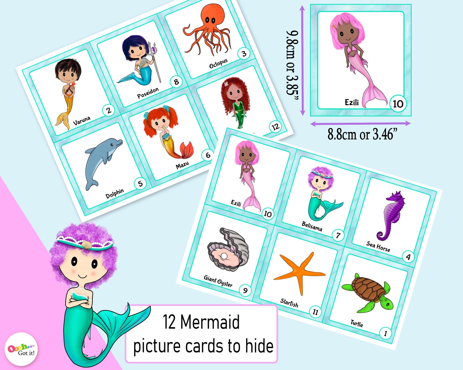 Mermaid Scavenger Hunt, a Cute Printable Under the Sea Picture Matching ...