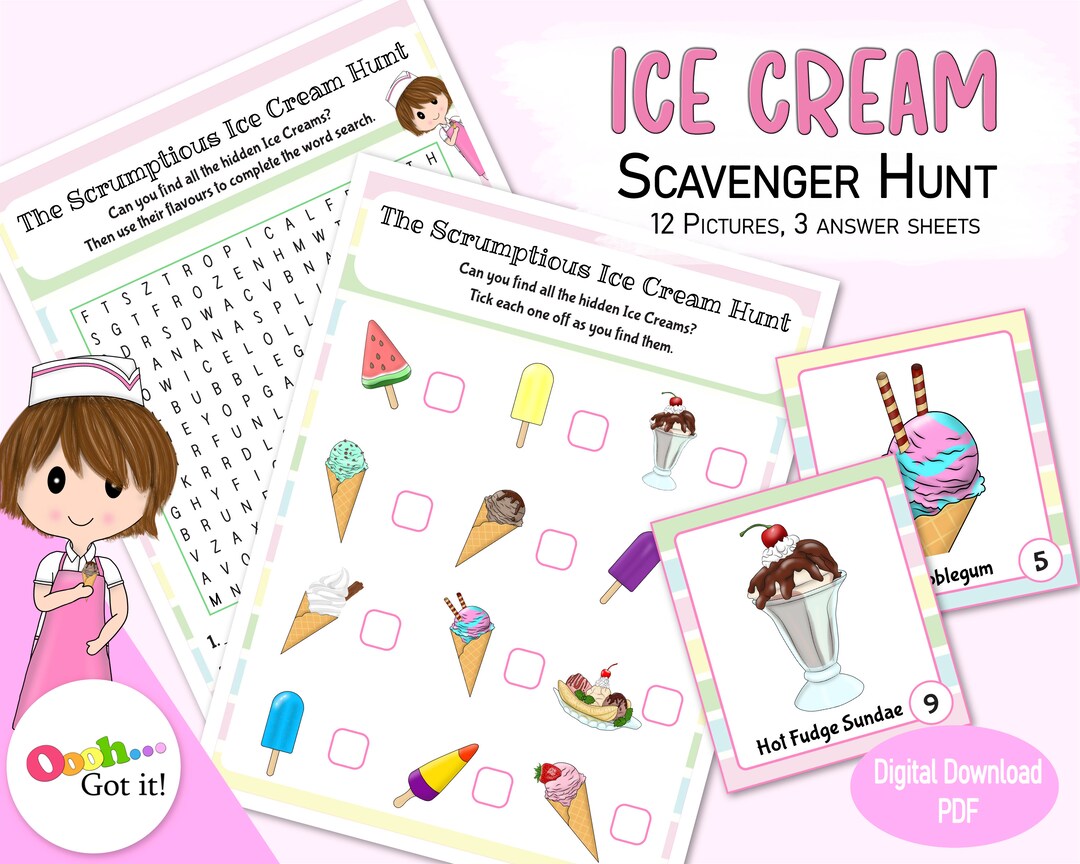 Ice Cream Picture Scavenger Hunt a Printable Sweet Party - Etsy