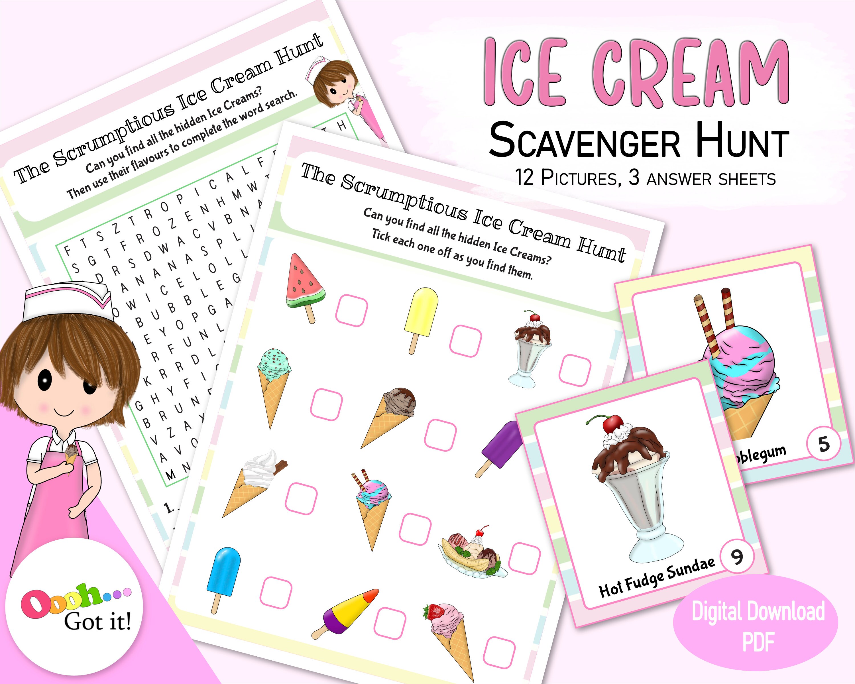 Ice Cream Picture Scavenger Hunt a Printable Sweet Party - Etsy