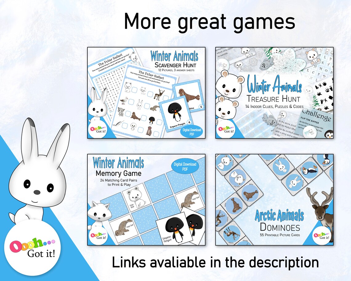 Winter Animals Bingo a Printable Snowy Day Frosty Kids - Etsy