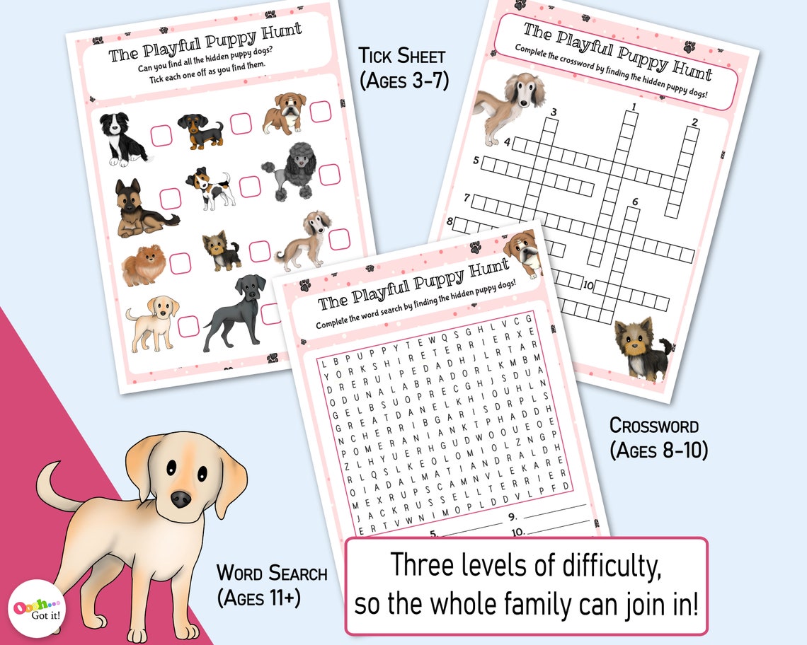 Dog Scavenger Hunt, a Printable Puppy Picture Matching Game, Hide ...