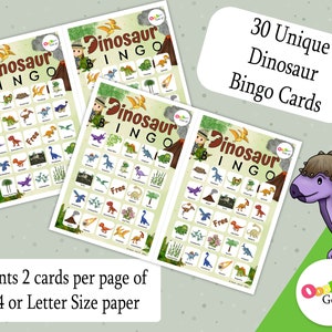 Dinosaur Bingo Printable Jurassic 2nd Birthday Party Game a | Etsy