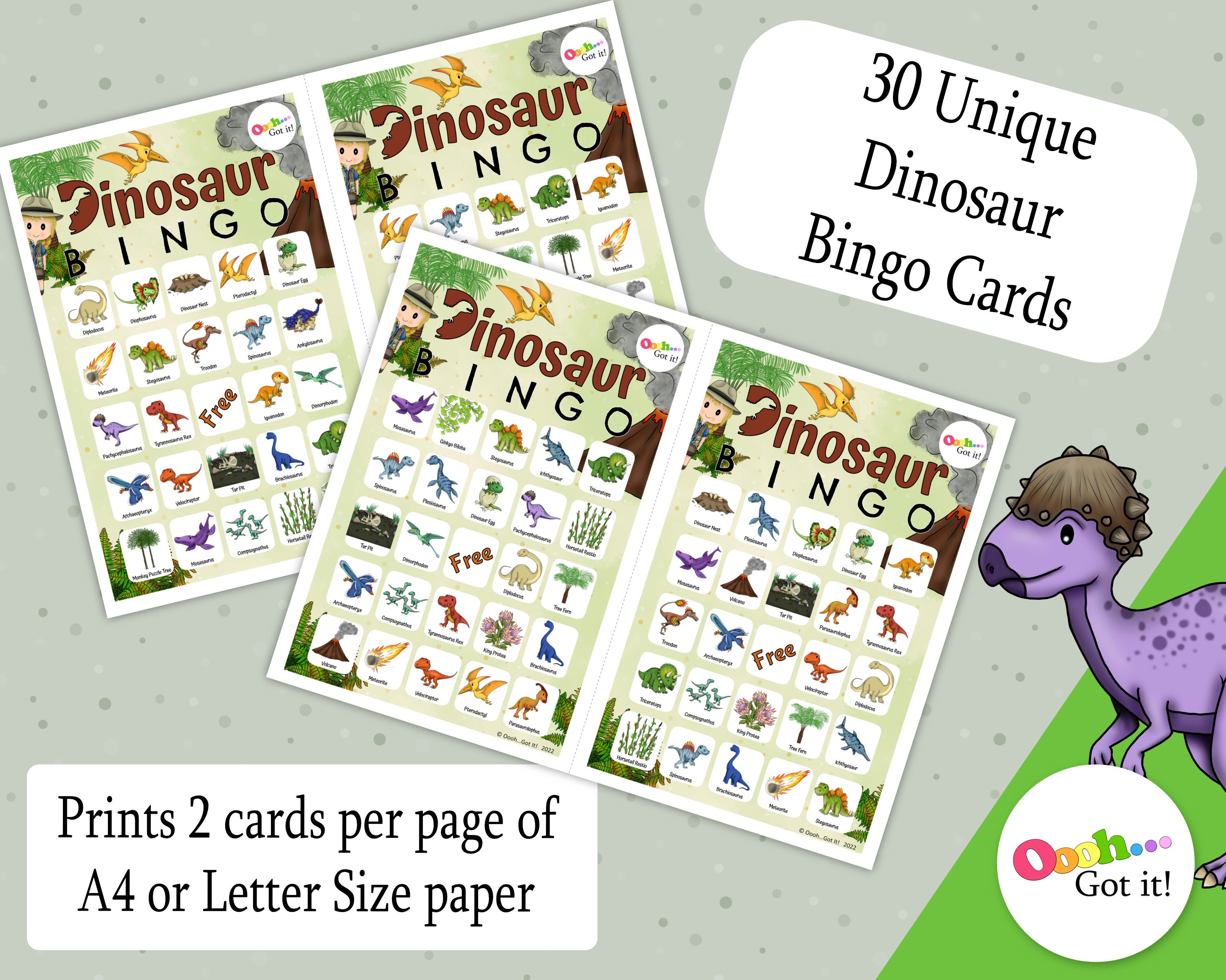 Dinosaur Bingo Printable Jurassic 2nd Birthday Party Game a - Etsy UK