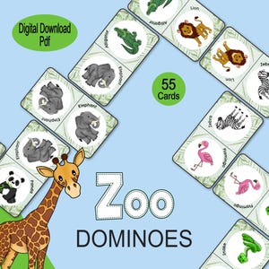 Zoo Dominoes - A Fun Printable Wild Jungle Animal Matching Game for ...