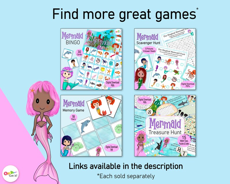 Mermaid Treasure Hunt. A Indoor Printable Kids Scavenger Hunt, Escape ...