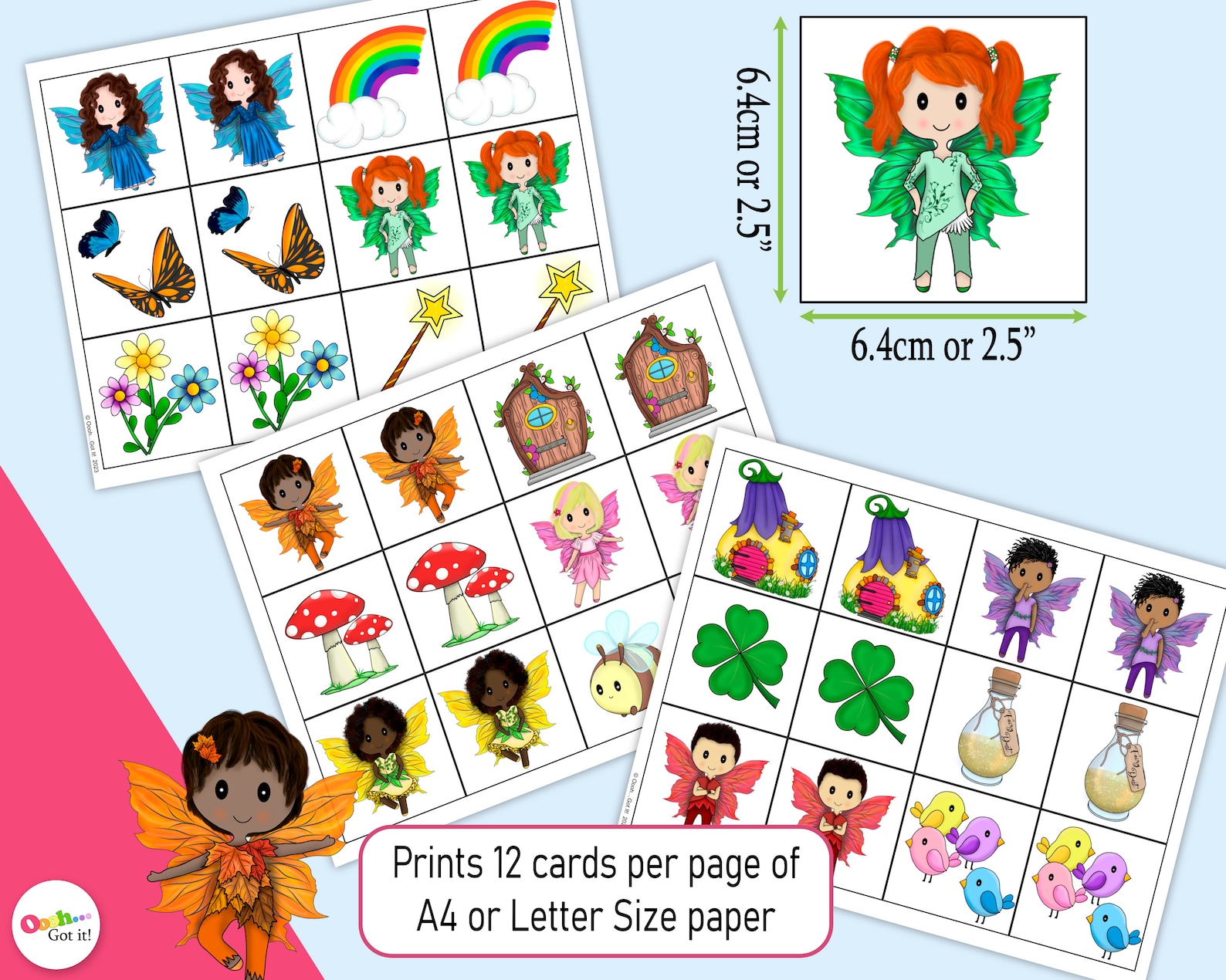 Fairy Memory Cards Game, a Printable Rainbow Picture-matching Travel ...