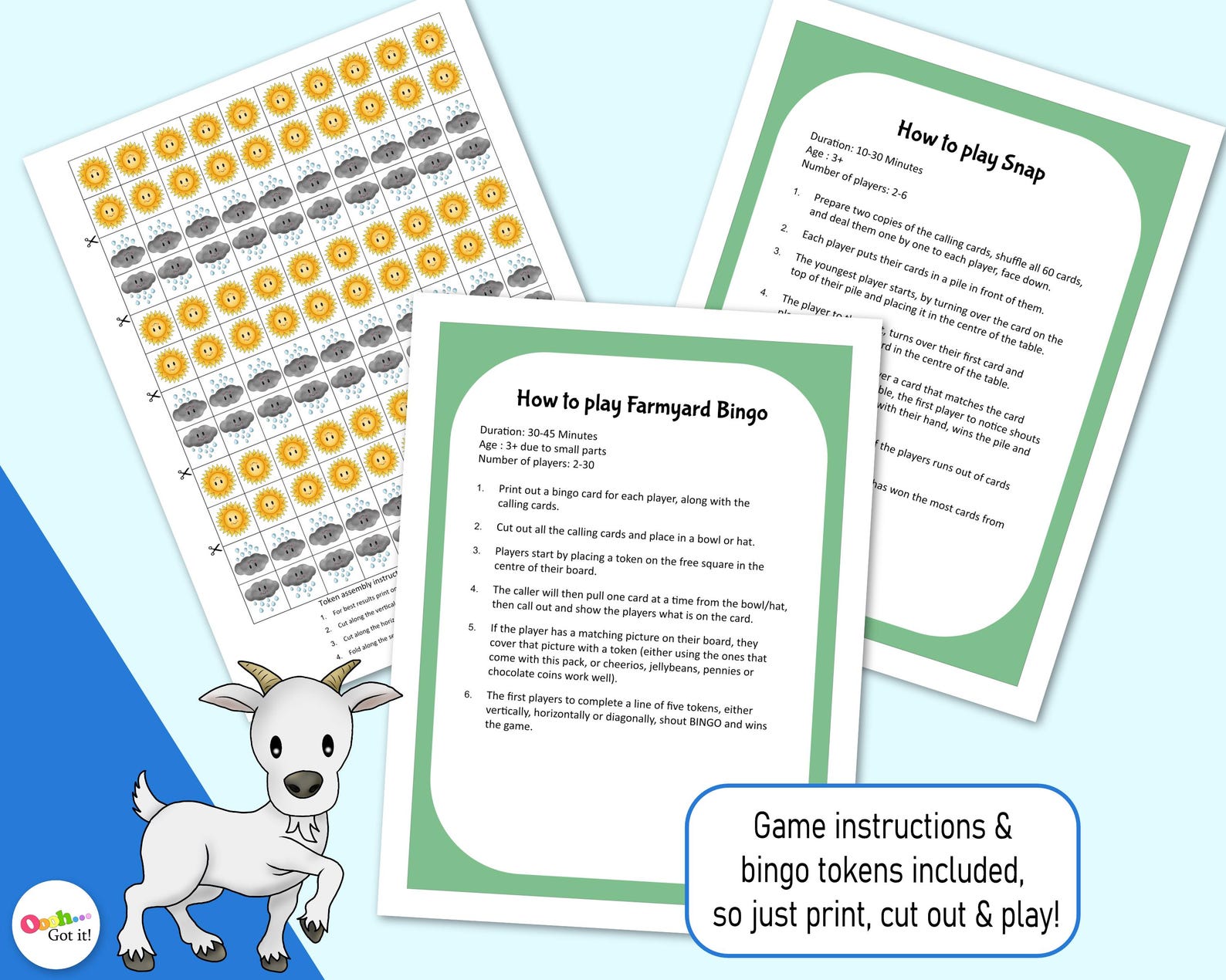 Farm Animals Bingo, a Printable Farmyard Kids Game, 30 Cards for a ...