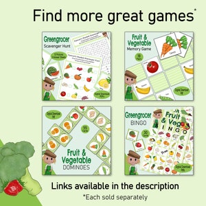 Fruit & Vegetable Bingo Cards, a Greengrocer, Farmers Market Printable ...