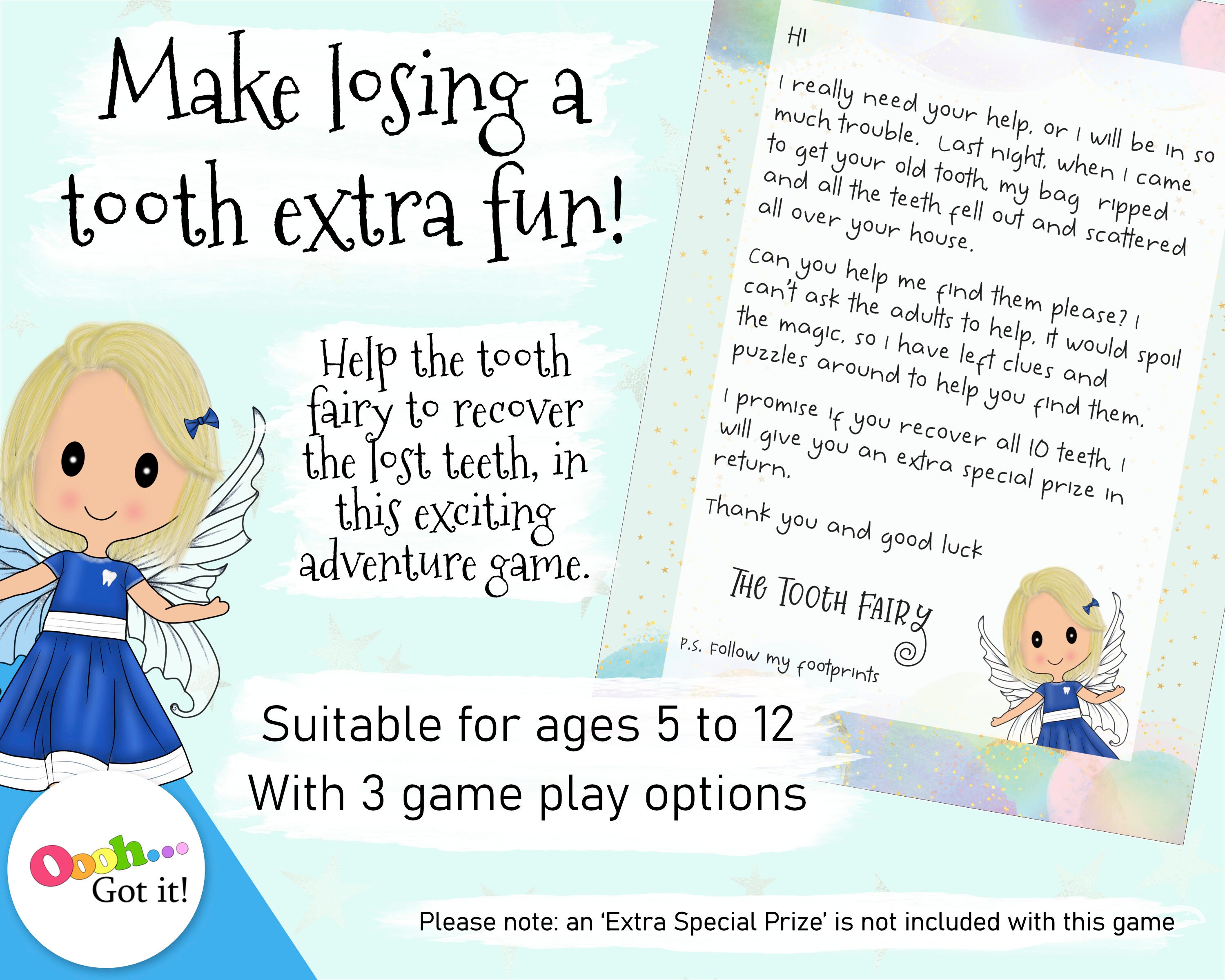 Tooth Fairy Game a Printable Indoor Treasure Hunt for Kids a - Etsy UK