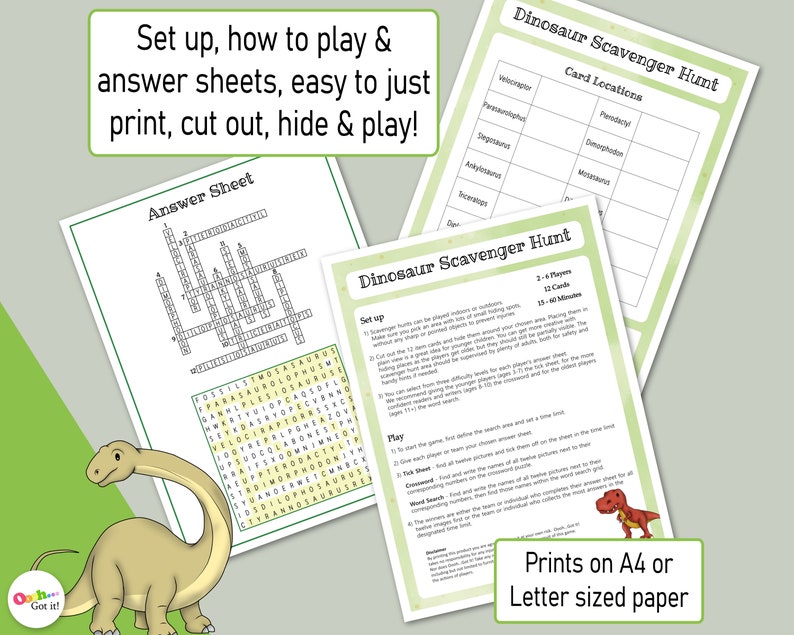 Dinosaur Picture Scavenger Hunt, a Printable Jurassic Picture Matching ...