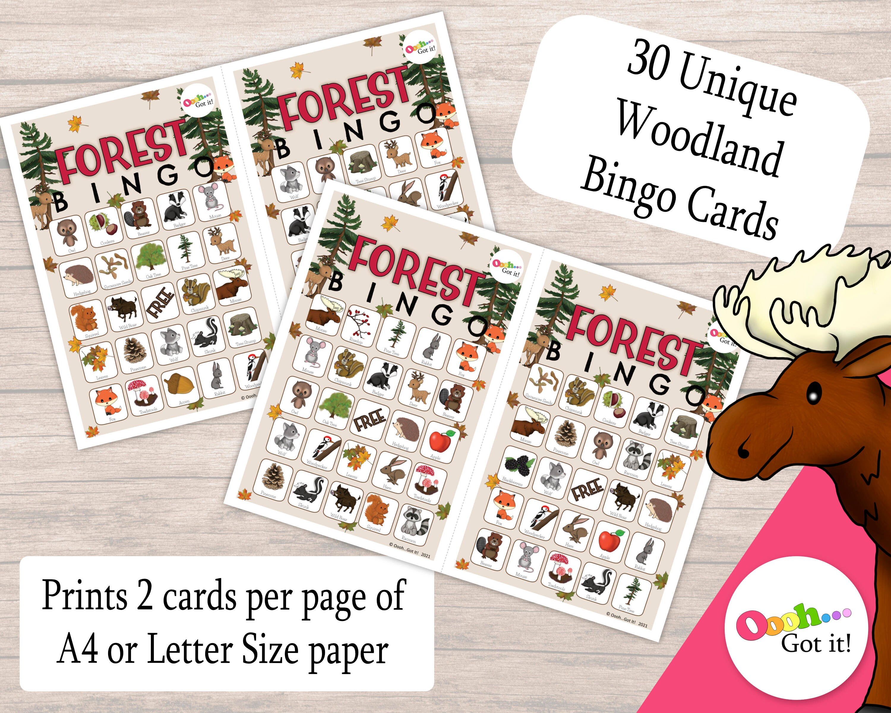 Woodland Animal Bingo Cards a Printable Autumn Forest Game | Etsy UK