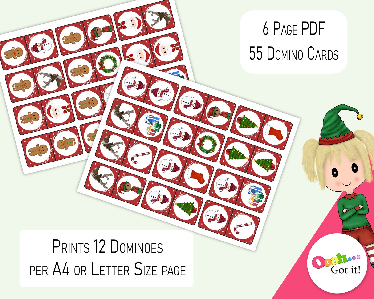 Christmas Dominoes a Printable Game for Christmas Eve Xmas | Etsy