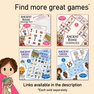 Ancient Rome Bingo, a Printable Roman Party Game, for a Roman Empire ...