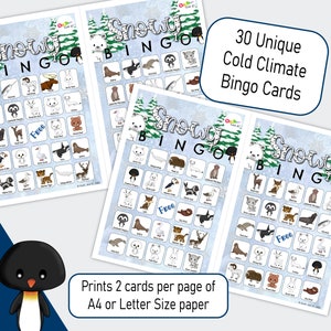 Winter Animals Bingo, a Printable Snowy Day, Frosty Kids Activity, for ...