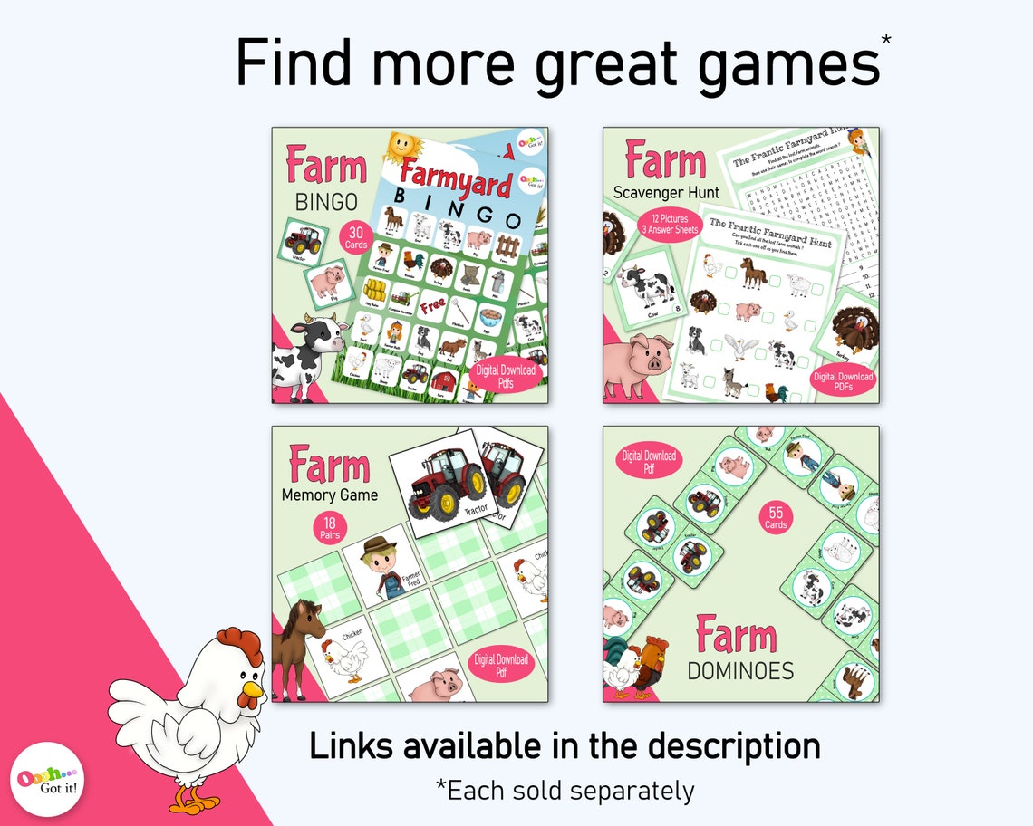 Farm Animals Dominoes, a Printable Farmyard Game Party Favor, or Gift ...