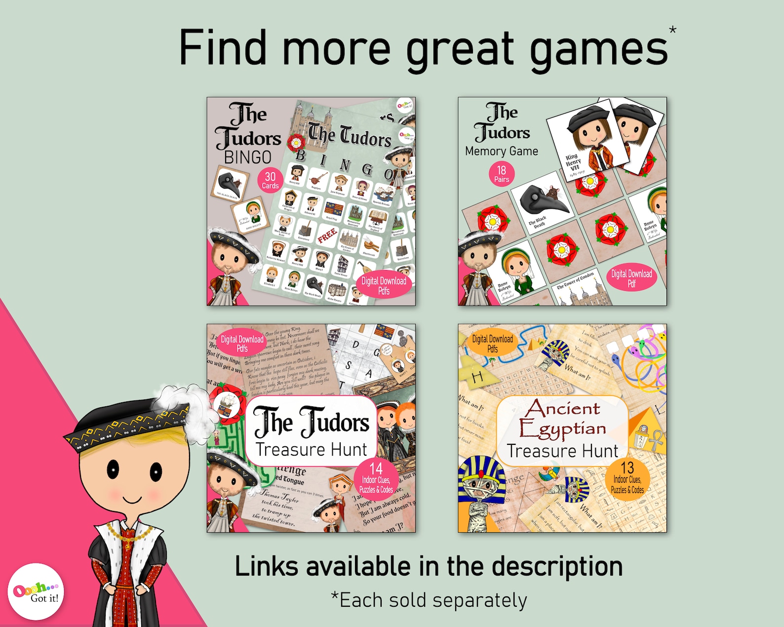 Tudor Treasure Hunt, a British History Educational Party Game, a ...