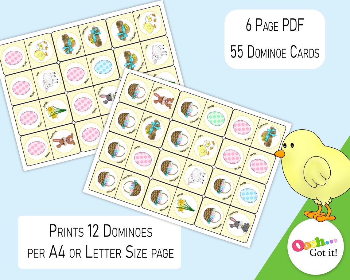 Easter Picture Dominoes a Printable Party Game Pre-school - Etsy