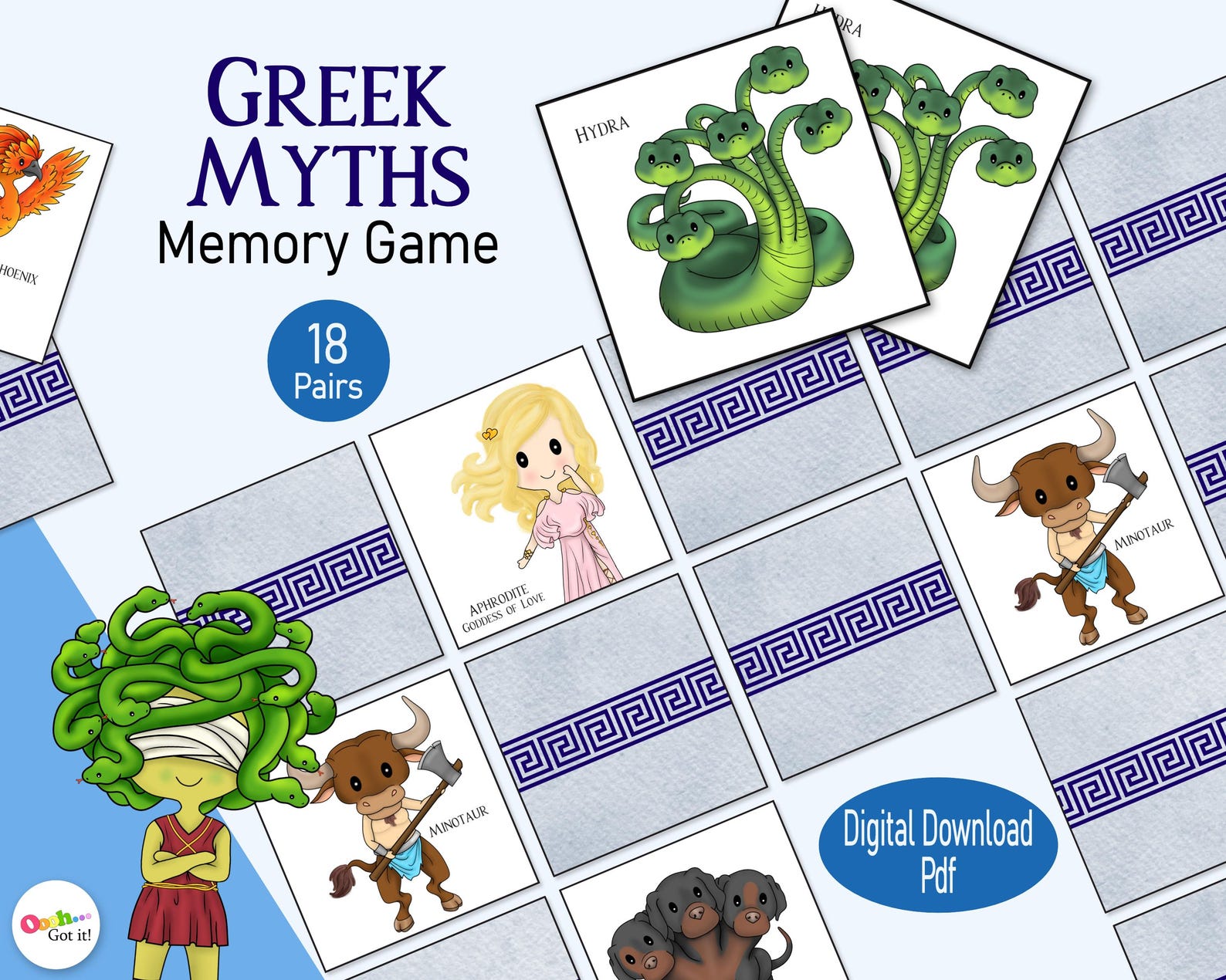 Greek Mythology Memory Game, a Printable Ancient Greece Picture ...