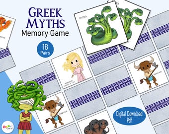 Greek Mythology Memory Game, a Printable Ancient Greece Picture ...