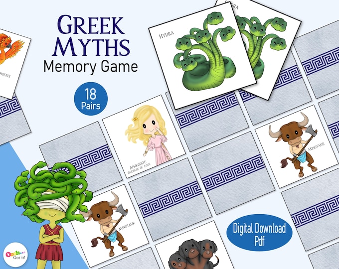 Greek Mythology Memory Game, a Printable Ancient Greece Picture ...