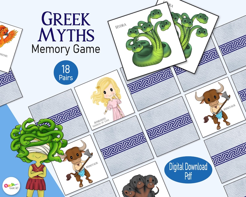 Greek Mythology Memory Game, a Printable Ancient Greece Picture ...