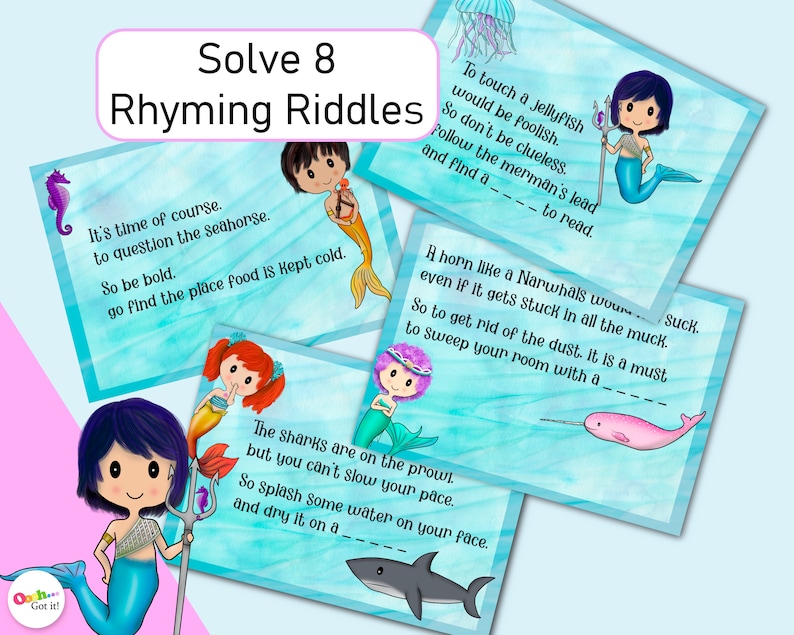 Mermaid Treasure Hunt. A Indoor Printable Kids Scavenger Hunt, Escape ...