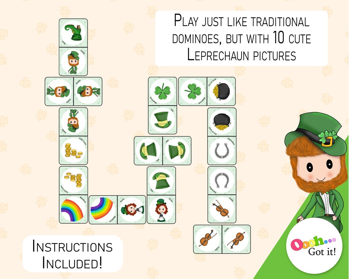 St Patrick's Day a Printable Leprechaun Dominoes Game a - Etsy UK