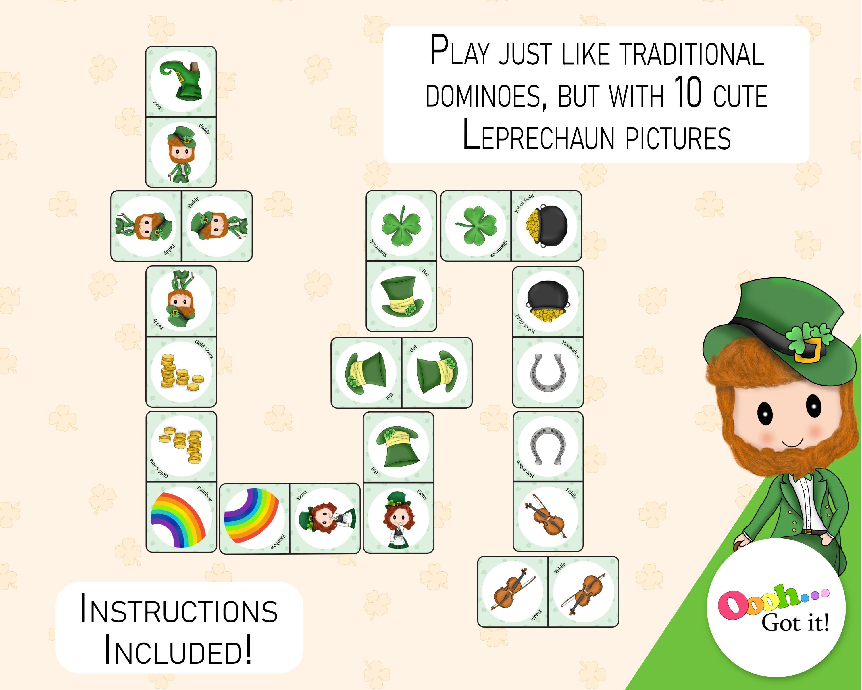 St Patrick's Day a Printable Leprechaun Dominoes Game a - Etsy UK