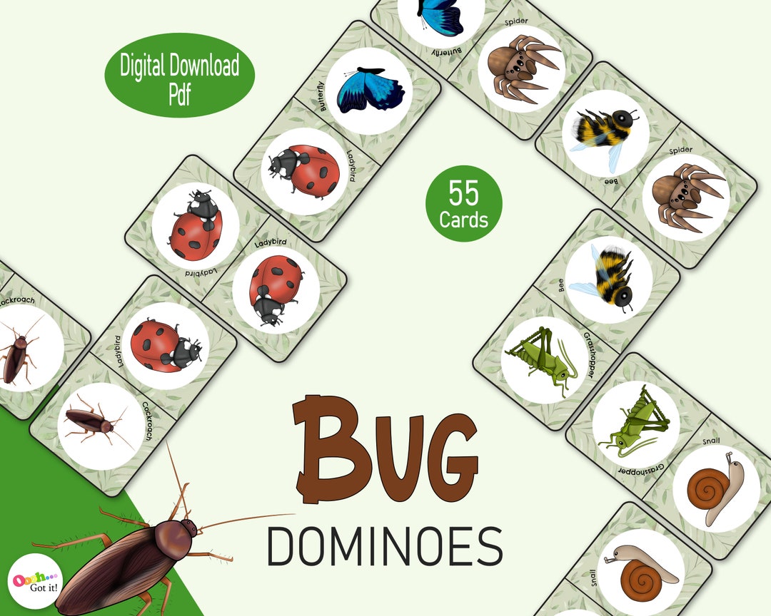 Bug Dominoes, a Printable Creepy Crawly Party Game, a Insect Hunter ...