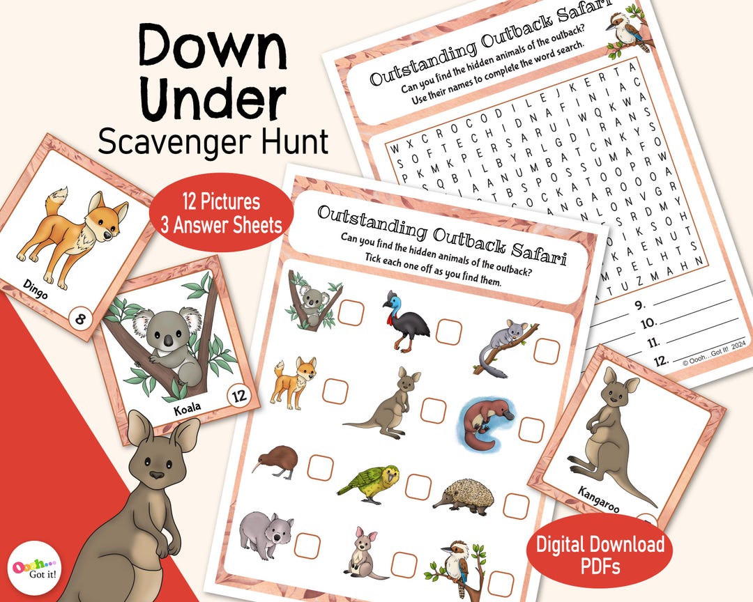 Australian & New Zealand Animal Scavenger Hunt – A Printable Aussie and ...