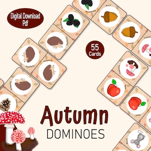 Fall Dominoes, a Printable Autumn Kids Activity, a Picture Matching ...