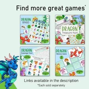 Dragon Placemat, a Printable Birthday Party Activity Sheet for Kids, a ...