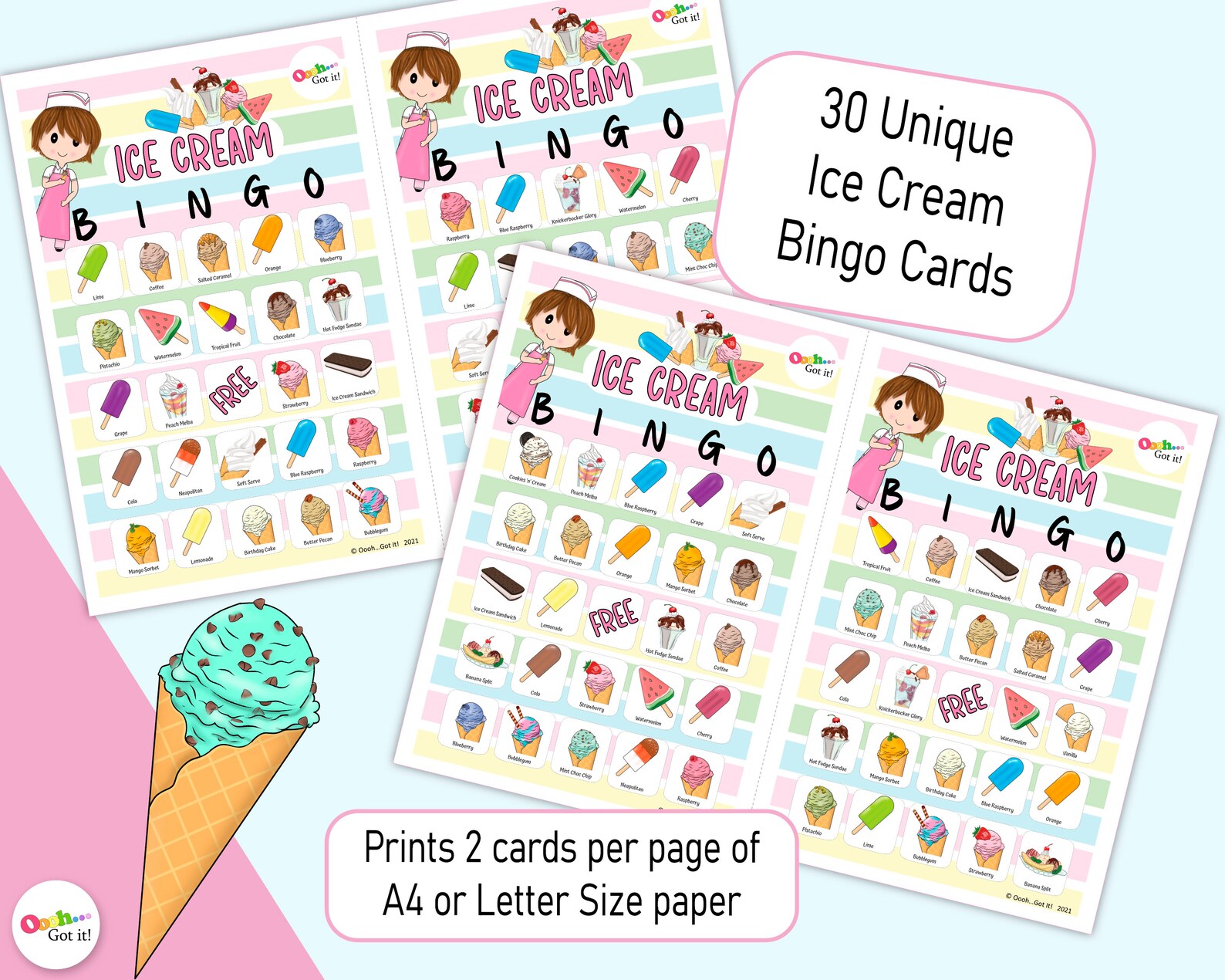 Ice Cream Bingo, a Printable Sweet Party Game, Summer Fun for Kids, a ...