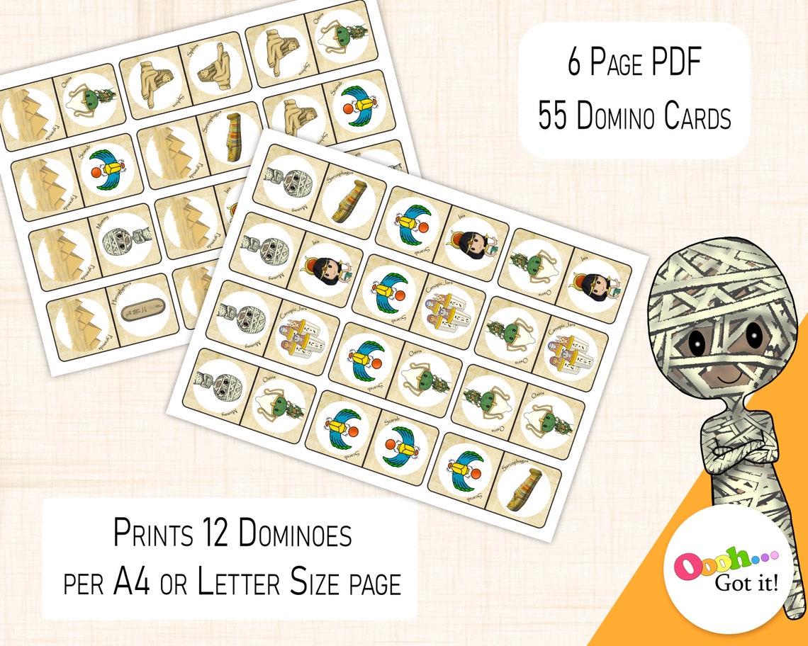 Ancient Egyptian Dominoes a Printable Mummy Party Favor - Etsy UK