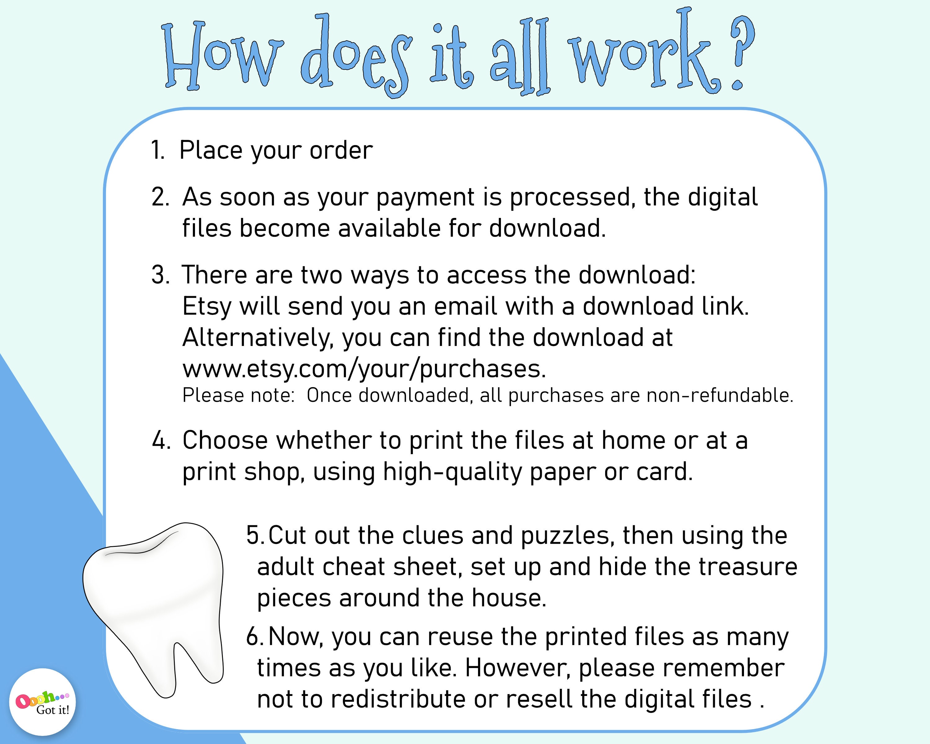 Tooth Fairy Game, a Printable Indoor Treasure Hunt for Kids, a Girls ...